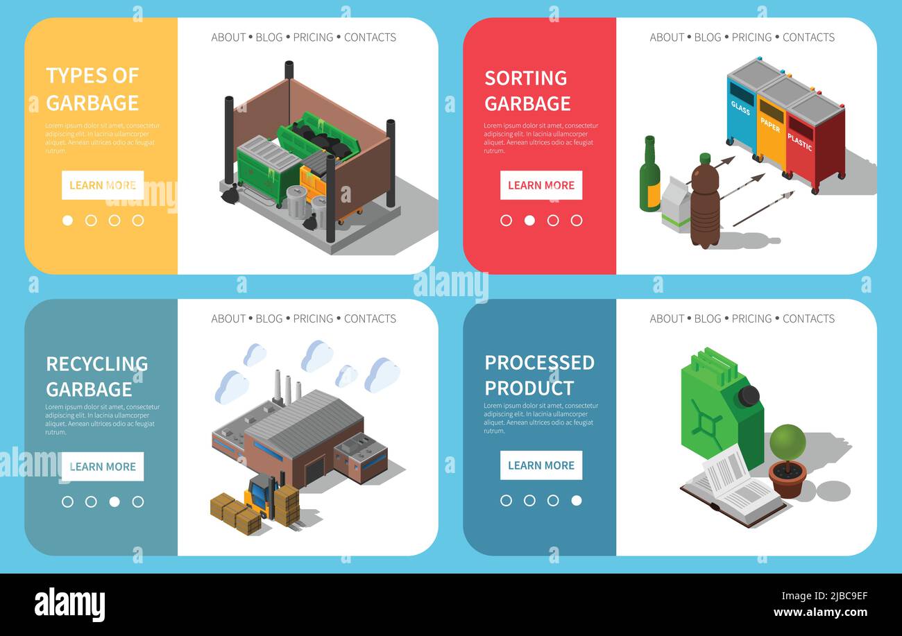 Waste sorting bins garbage collecting recycling processing info 4 ...
