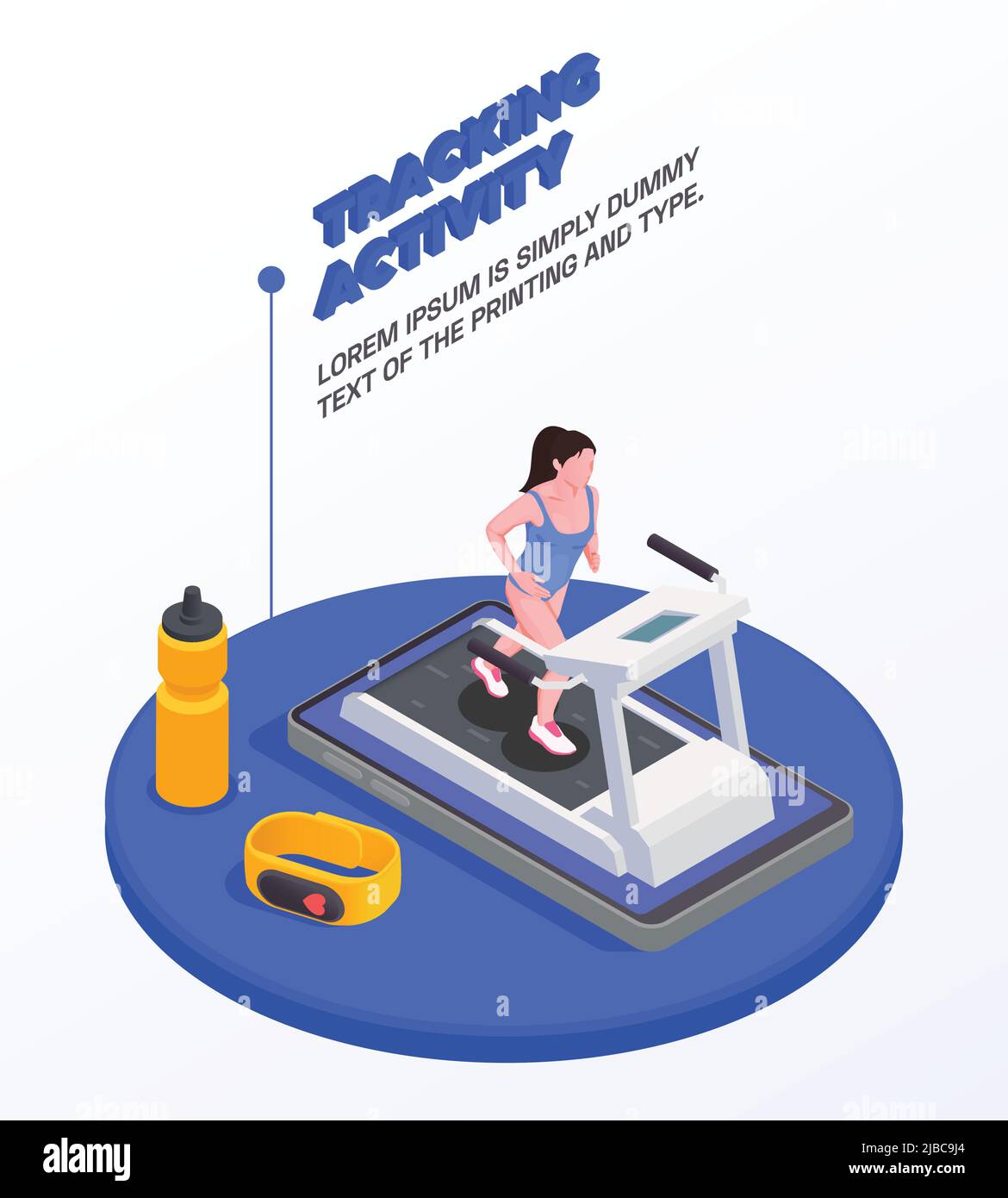 Running people concept with active tracking activity symbols isometric ...