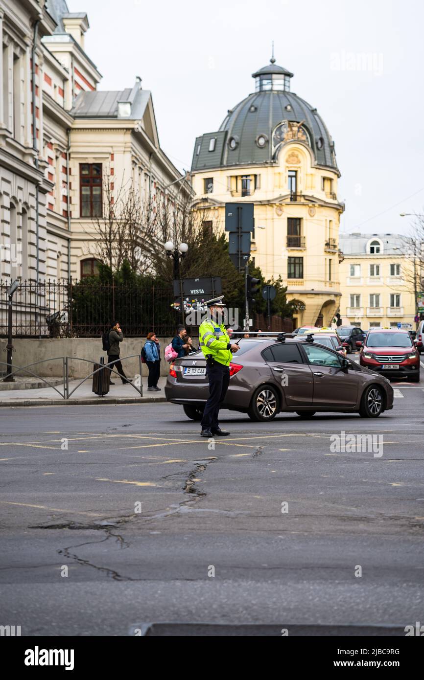 Car traffic, pollution, traffic jam in the morning and evening in the ...