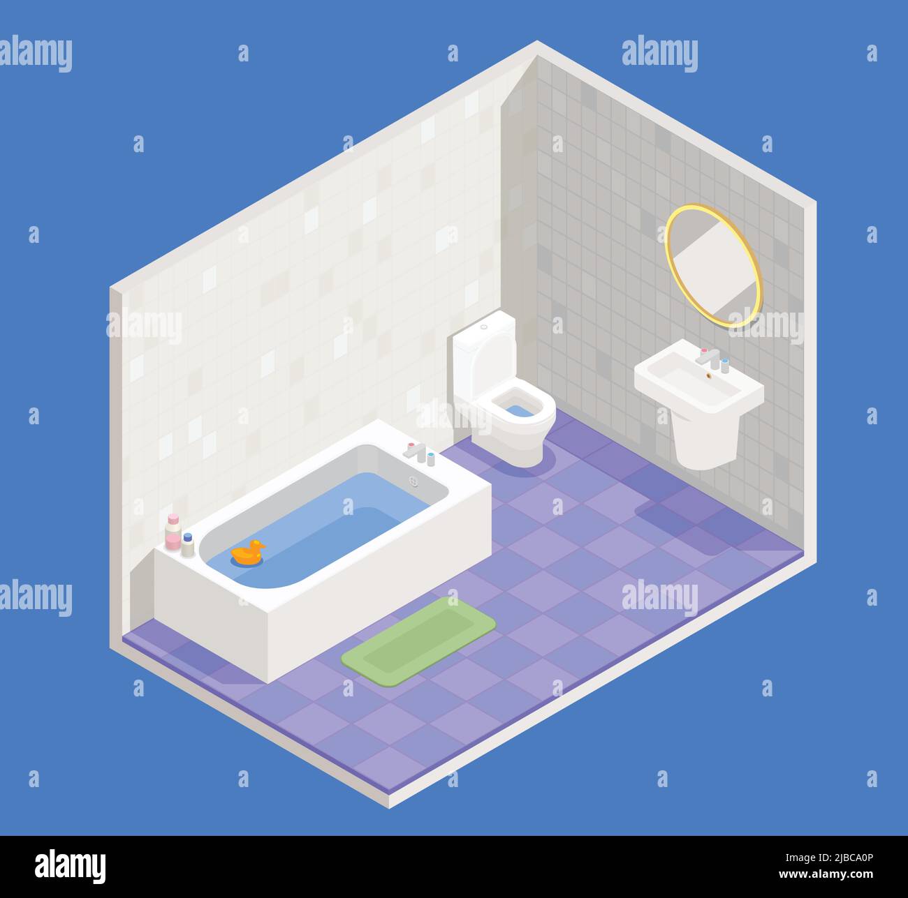 Bathroom interior concept with bath sink and toilet symbols vector ...