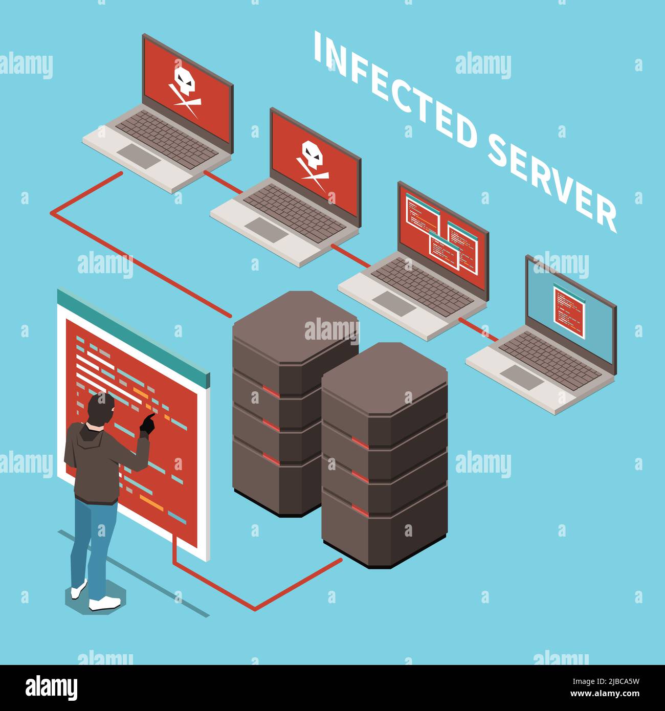 Isometric and colored hacker fishing digital crime concept with ...