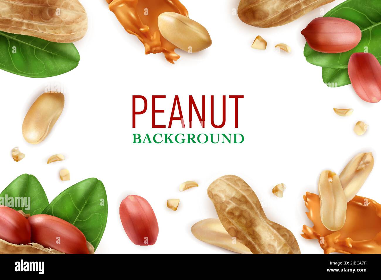 Peanut white background with frame of peeled nuts and nuts in shell ...