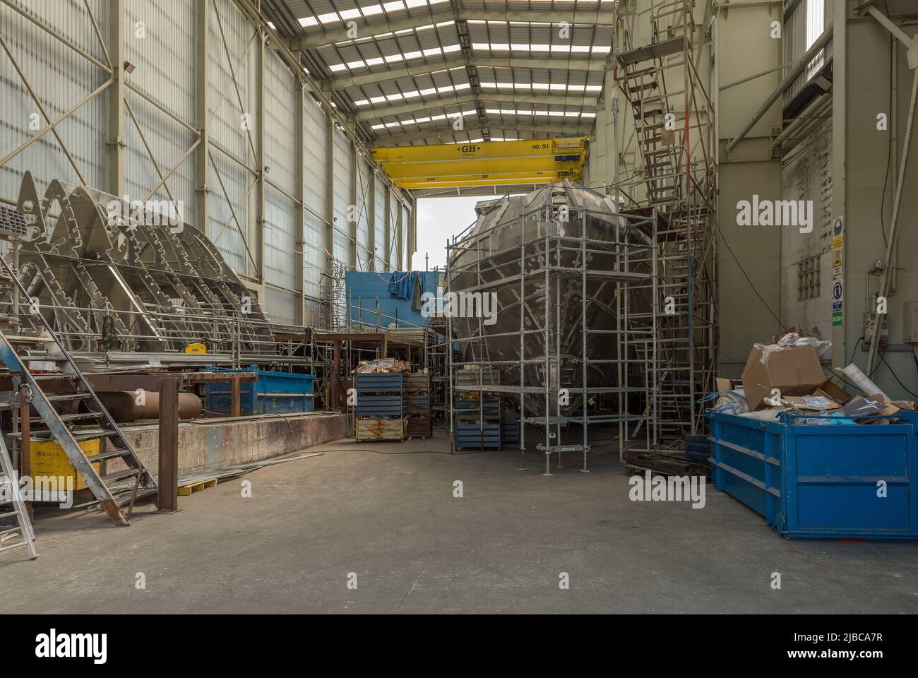 Unfinished ship at the shipyard in Burela, Galicia, Spain Stock Photo ...