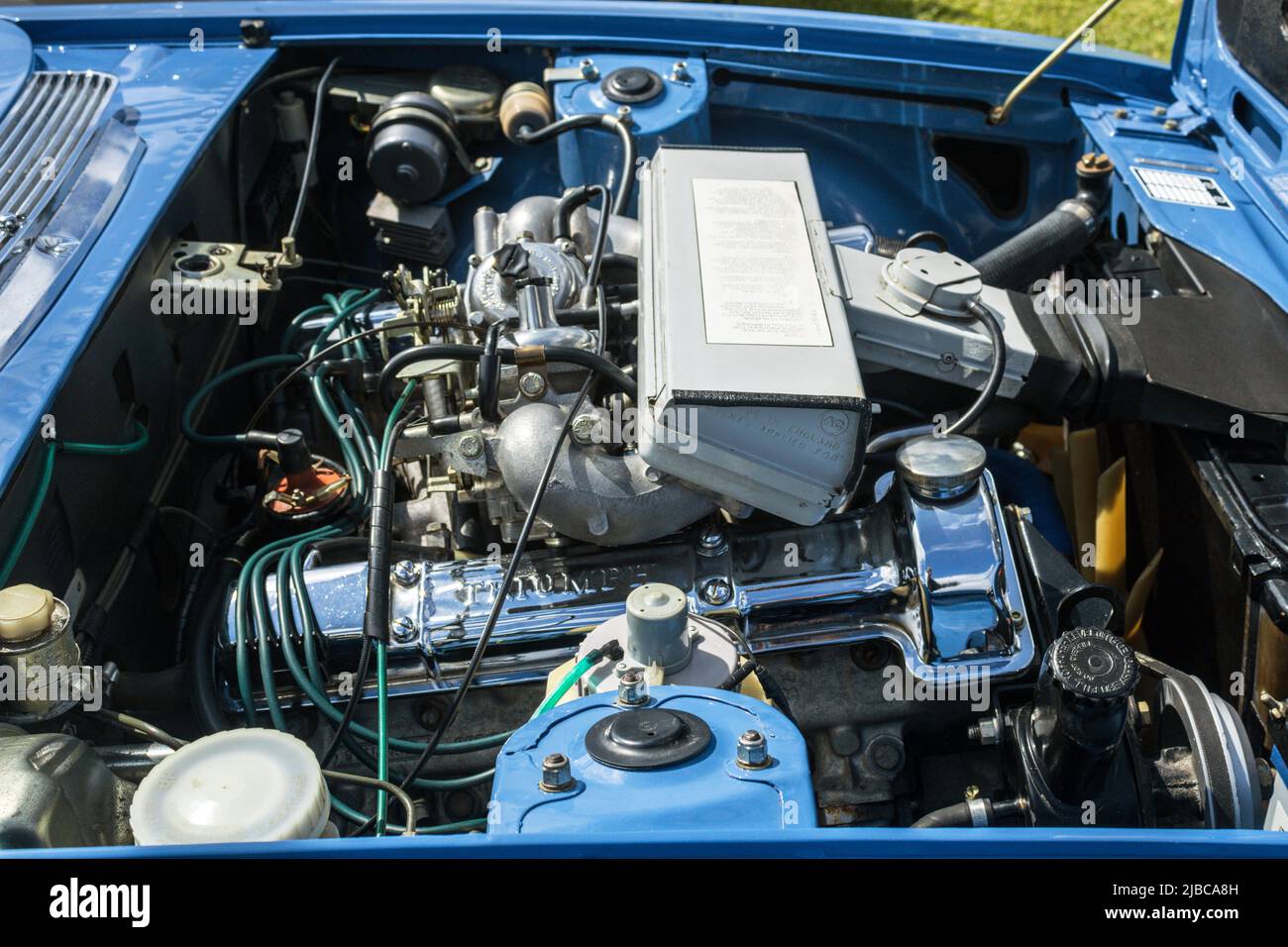 Triumph Stag engine. Heskin Steam Rally 2022 Stock Photo - Alamy