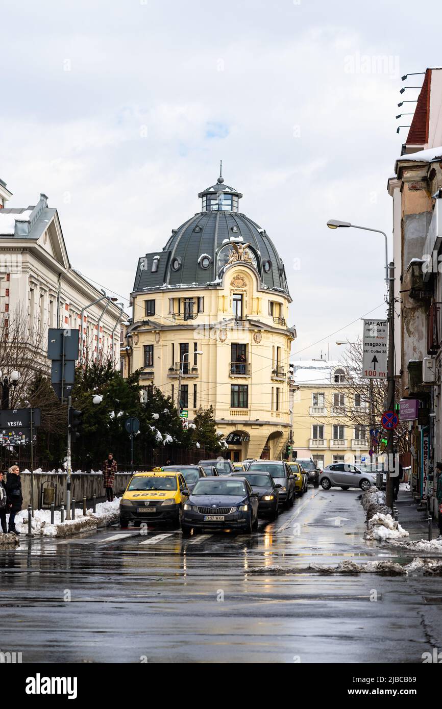 Car traffic, pollution, traffic jam in the morning and evening in the ...