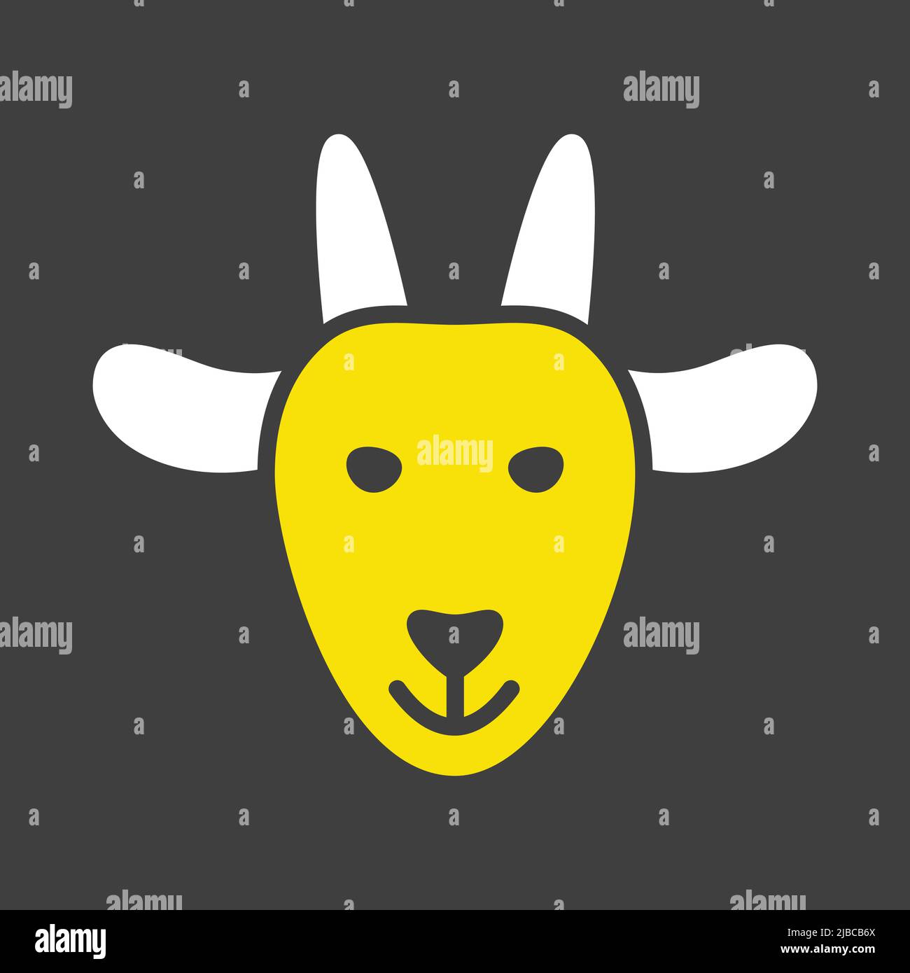 Goat glyph icon isolated on the black. Farm animal vector illustration ...