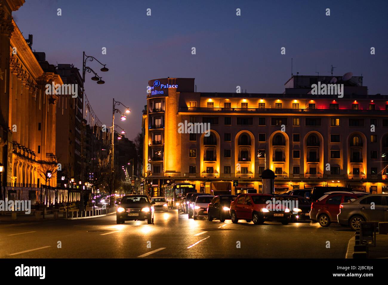 Car traffic, pollution, traffic jam in the morning and evening in the ...