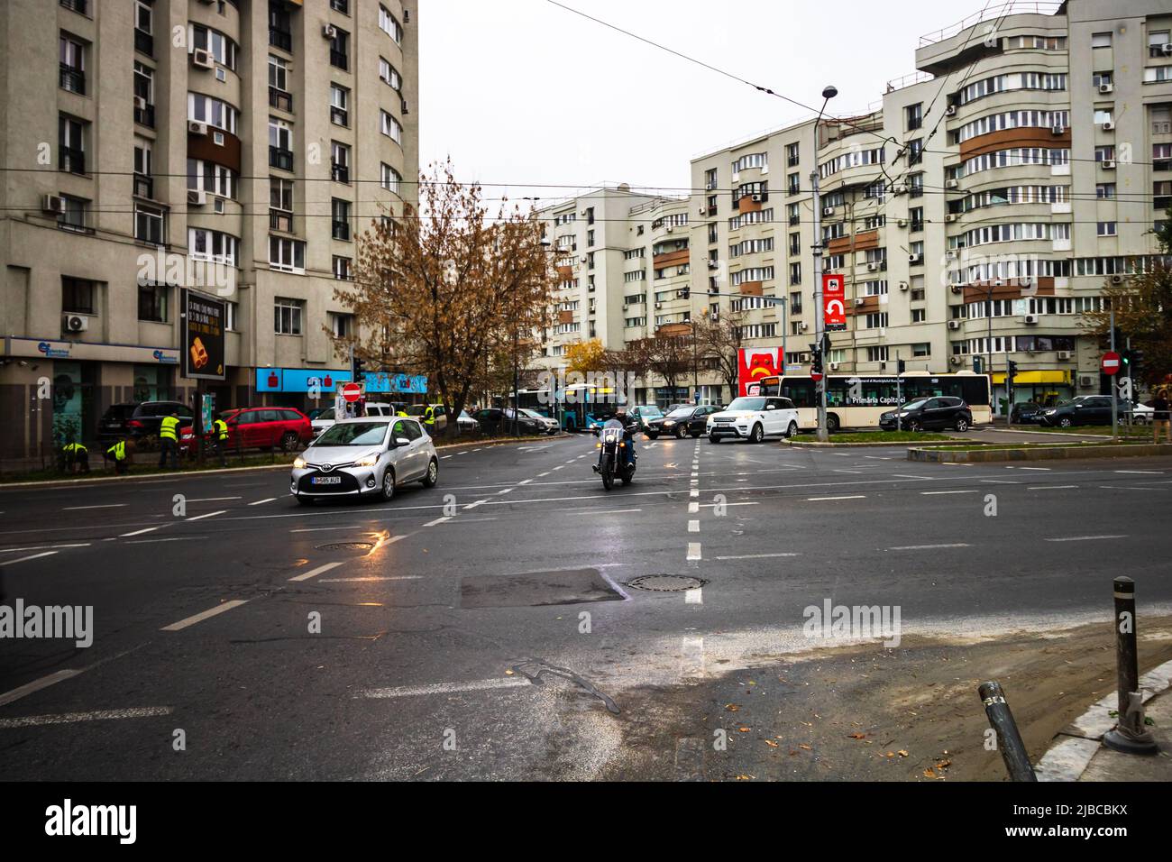 Car traffic, pollution, traffic jam in the morning and evening in the ...