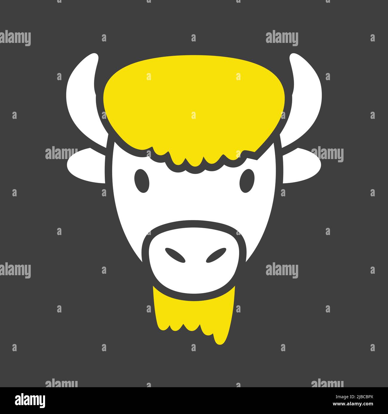Bison buffalo ox glyph icon isolated on the black. Animal head vector ...