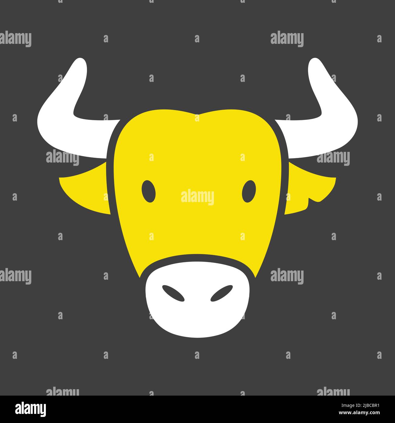 Spanish bull buffalo glyph icon isolated on the black. Animal head ...
