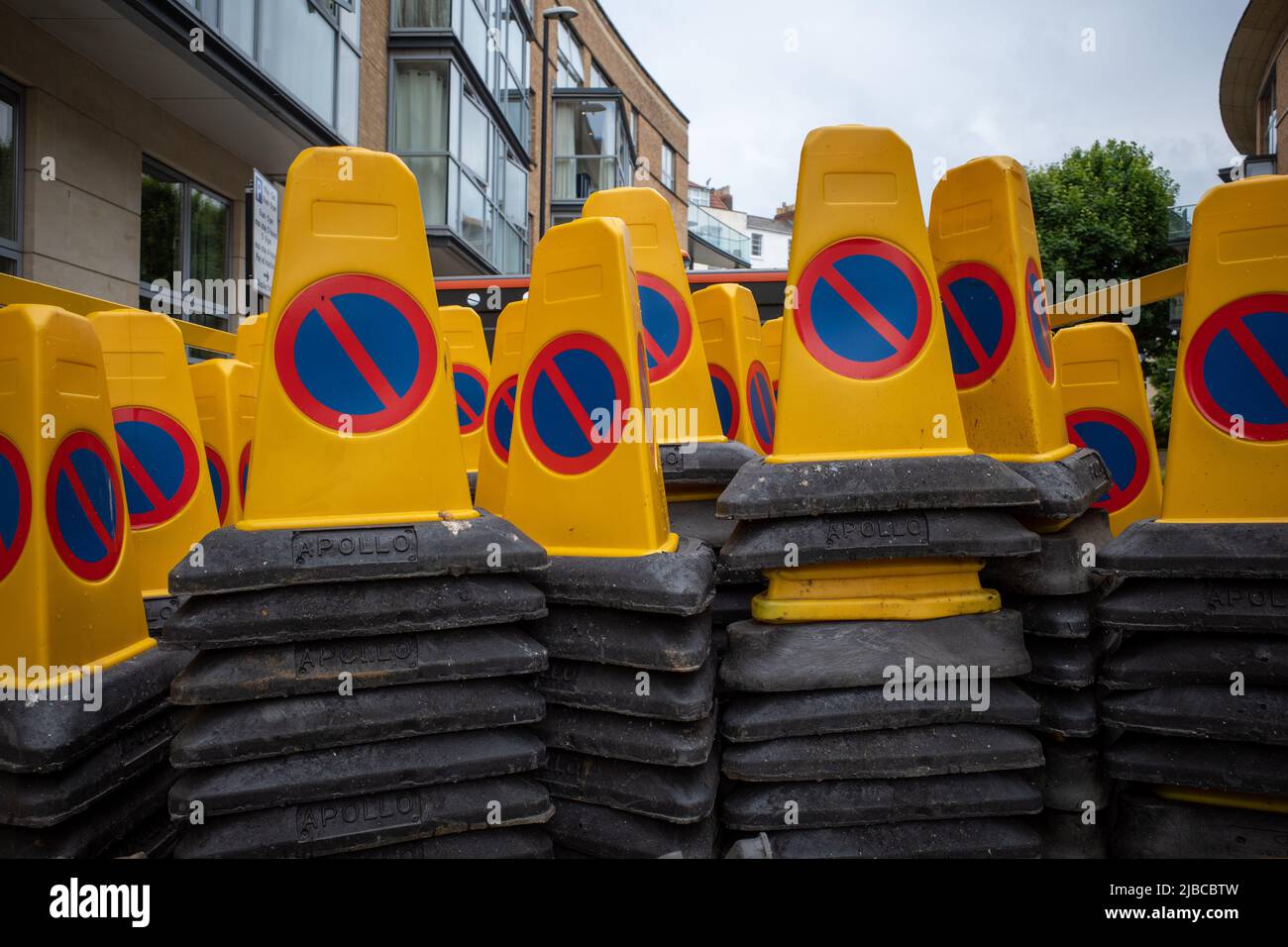 No Parking cones on a truck (Jun22 Stock Photo - Alamy