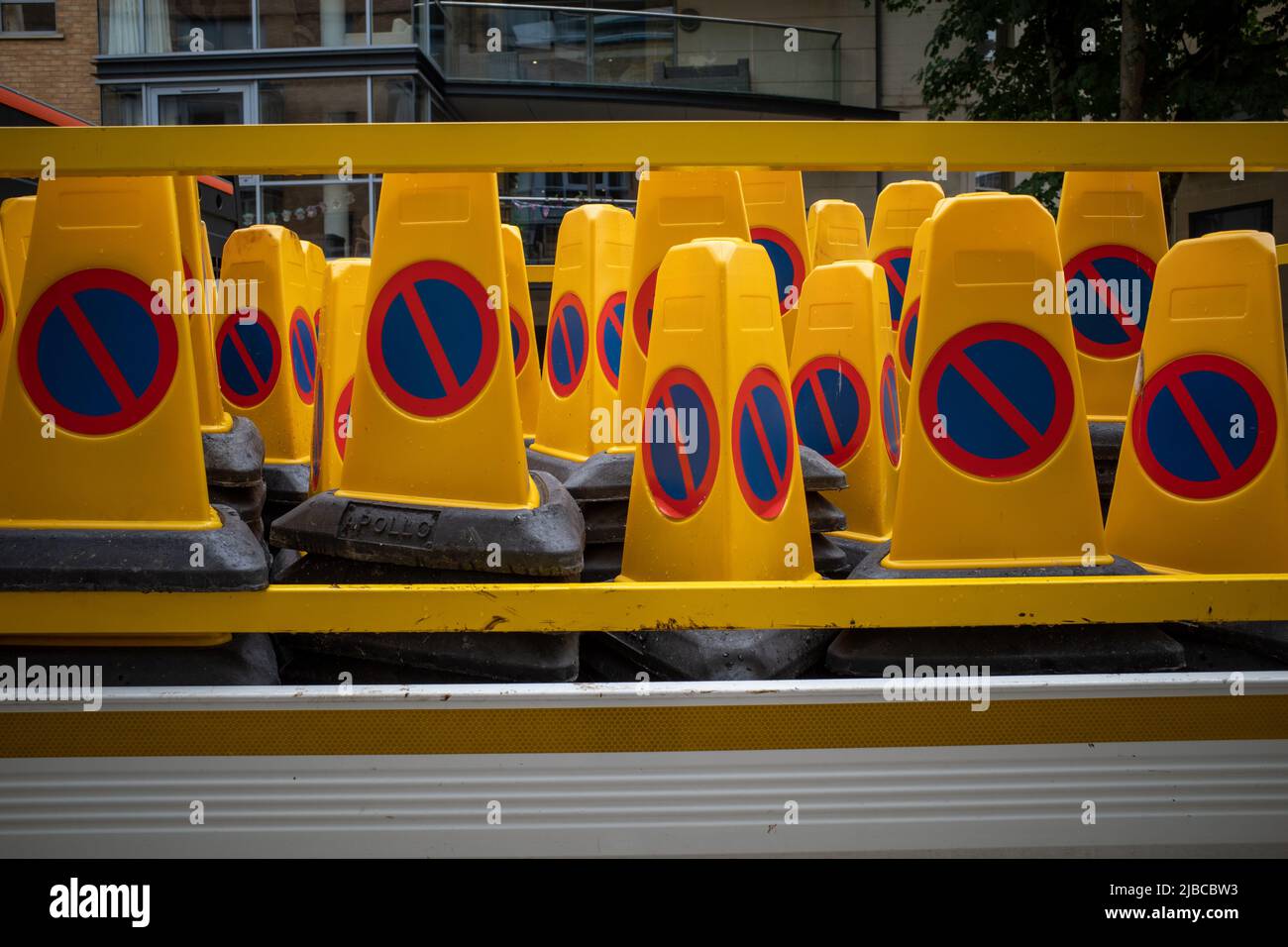 No Parking cones on a truck (Jun22 Stock Photo - Alamy