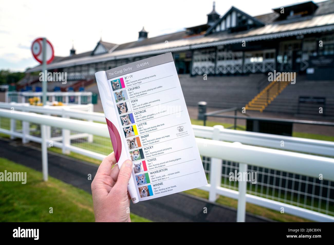 The race card showing the runners in the official race programme ahead ...