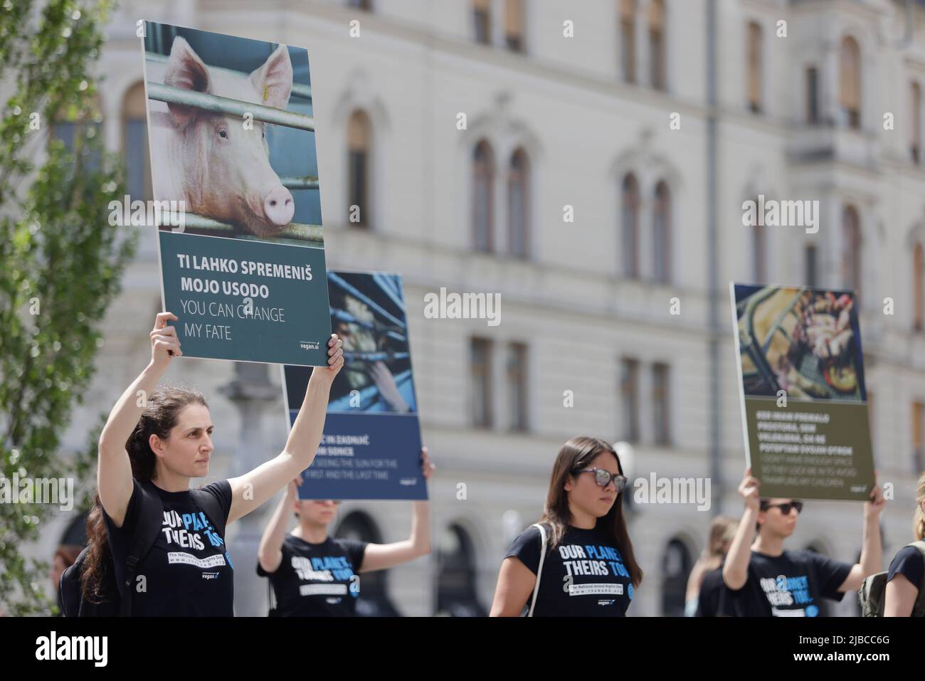 Protesters carry placards during a global National animal rights day ...
