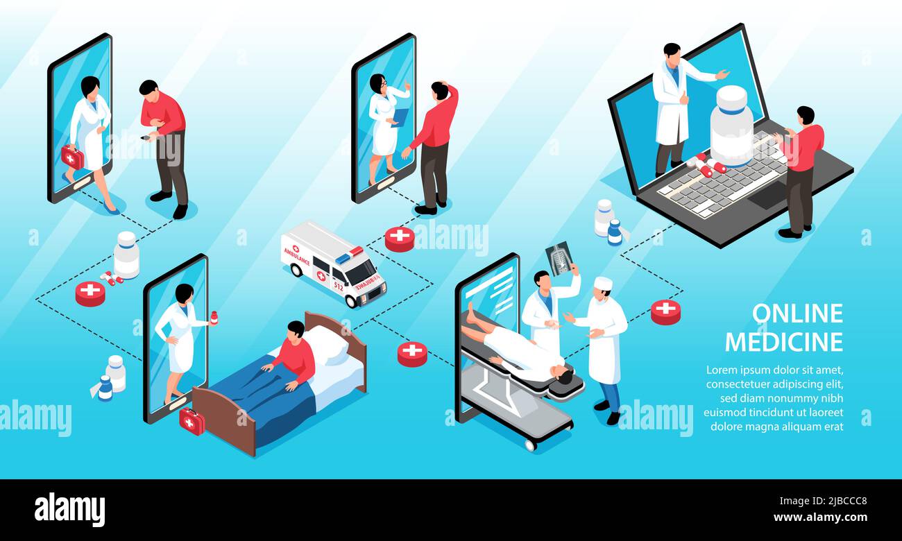 Isometric online medicine infographics with compositions of drugs ...