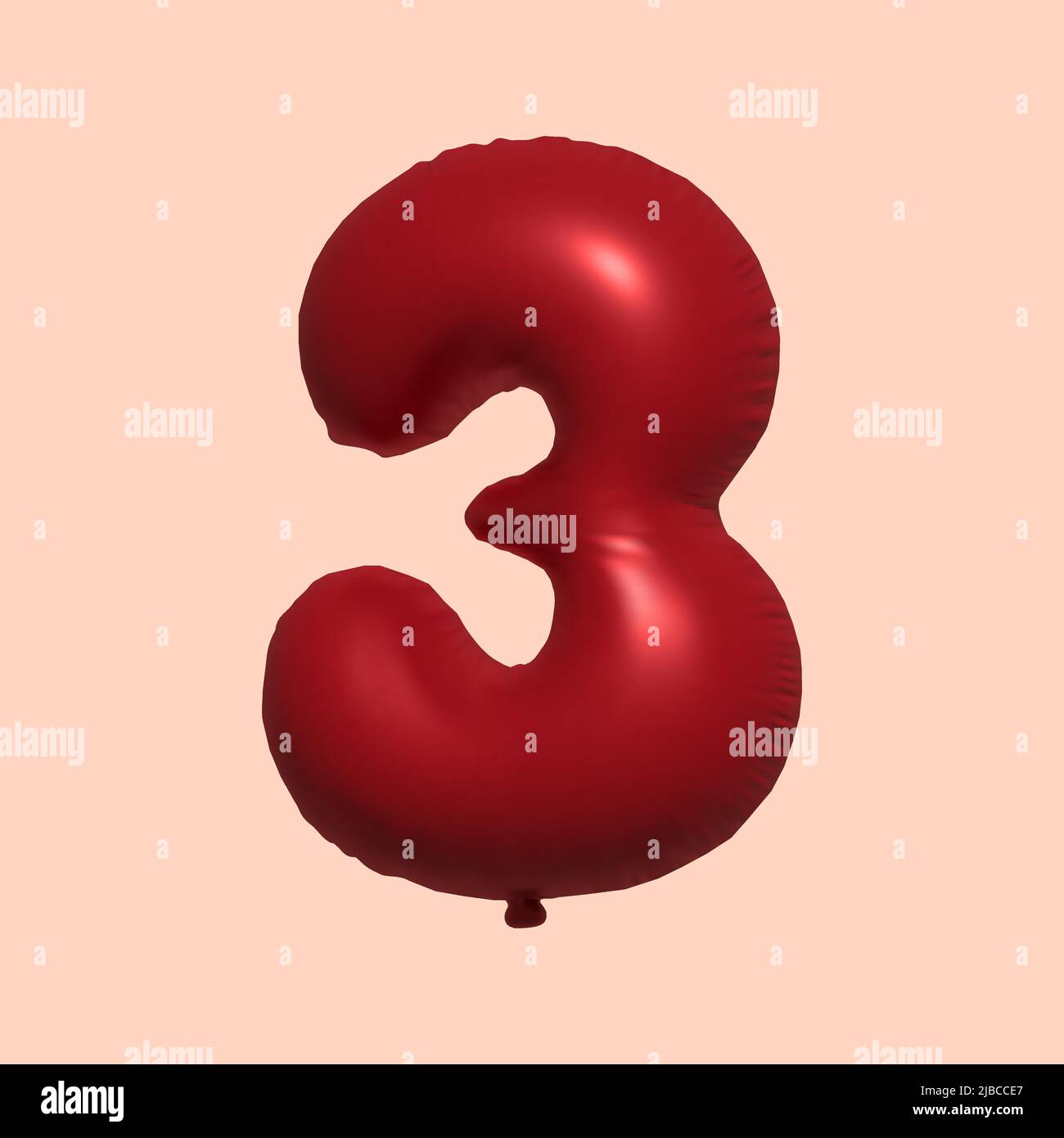 3 3d number balloon made of realistic metallic air balloon 3d rendering ...