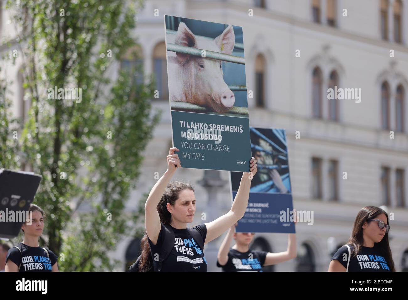 Protesters carry placards during a global National animal rights day ...