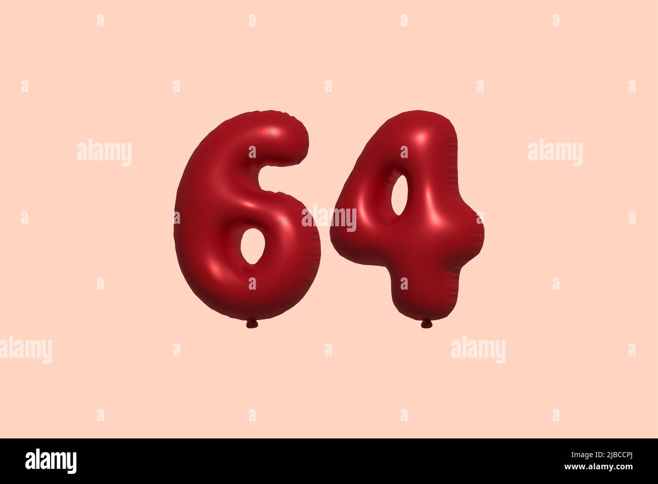 64 3d number balloon made of realistic metallic air balloon 3d ...