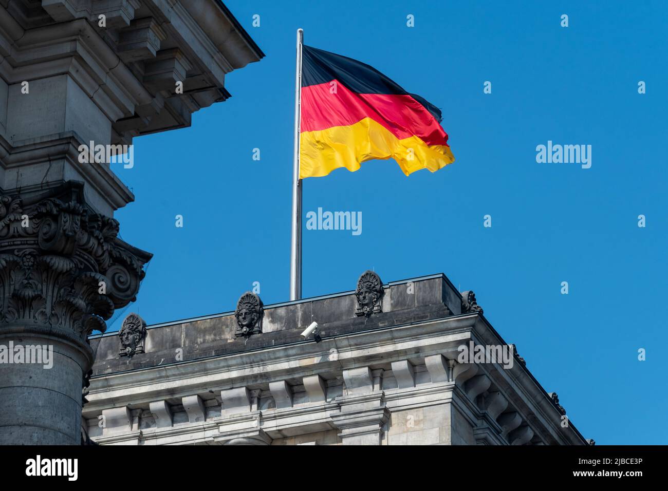 Berlin, March 23rd 2019: The German flag on a government building in ...