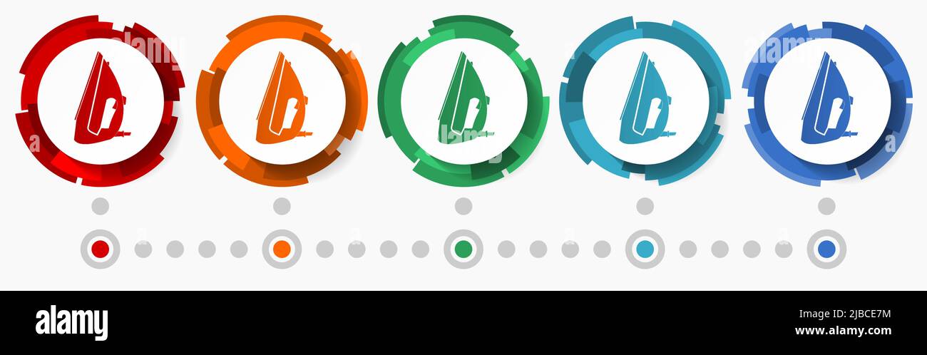 Iron concept vector icon set, flat design pointers, infographic ...