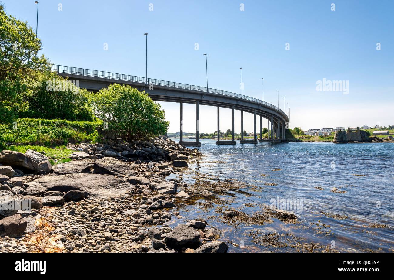 A new bridge over Hafrsfjord fjord connecting Tananger and Kvernevik ...
