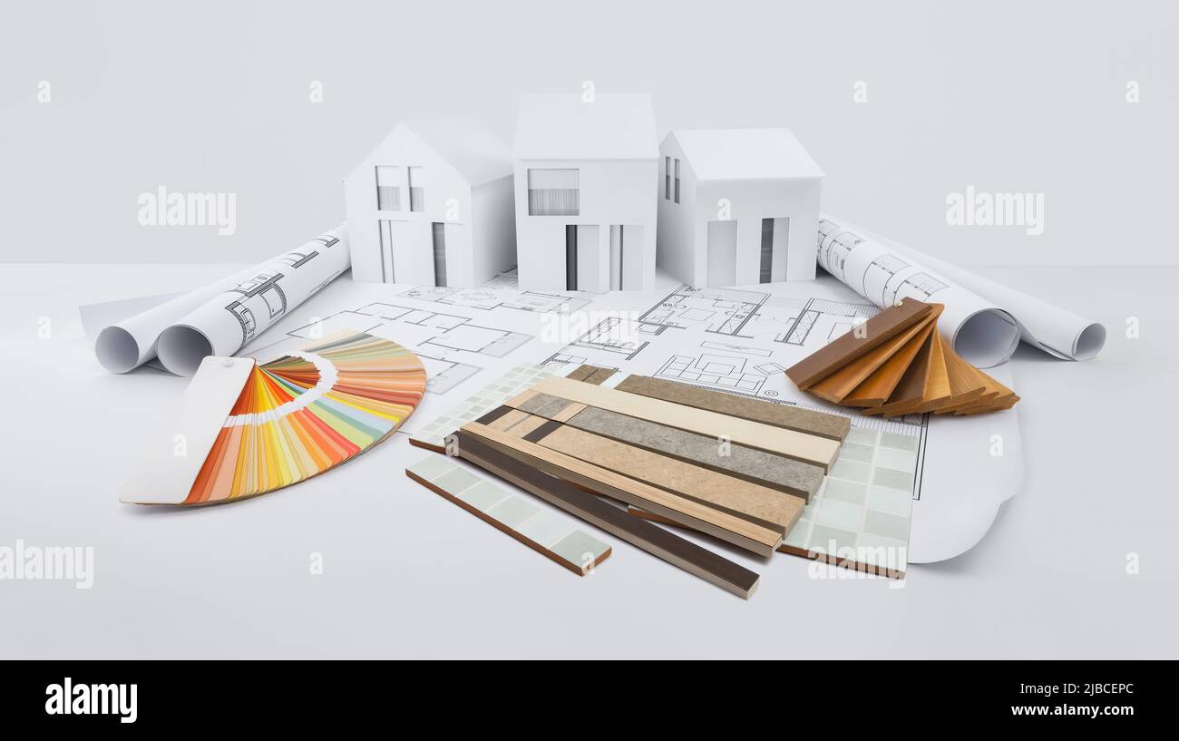 samples of marble tiles with sampler of wooden baseboards and colors ...