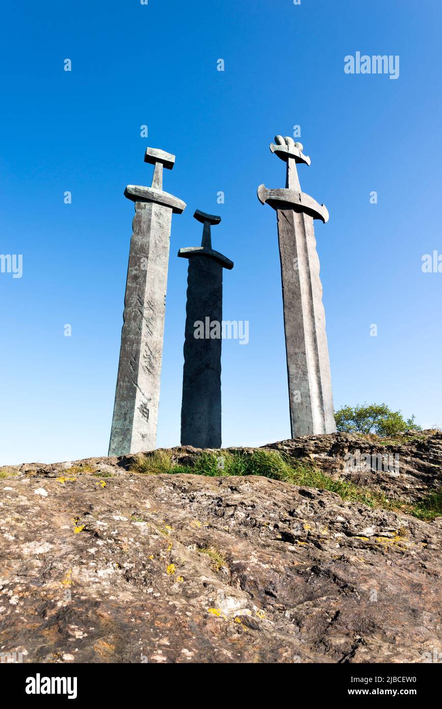 Sword in Rock monument attraction at the shores of Hafrsfjord fjord ...