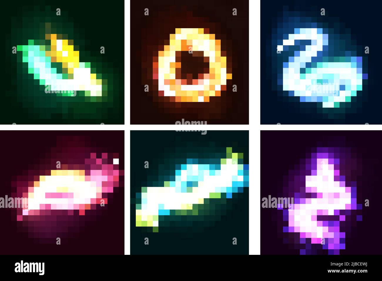 Magic stardust realistic design concept consisting of six multicolored ...