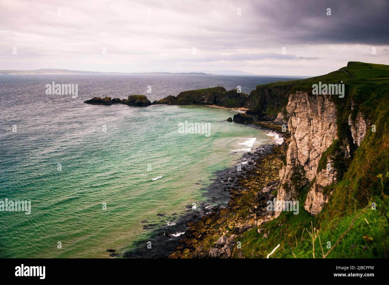 Ulster white limestone sea cliffs on the Antrim Coast in Northern ...