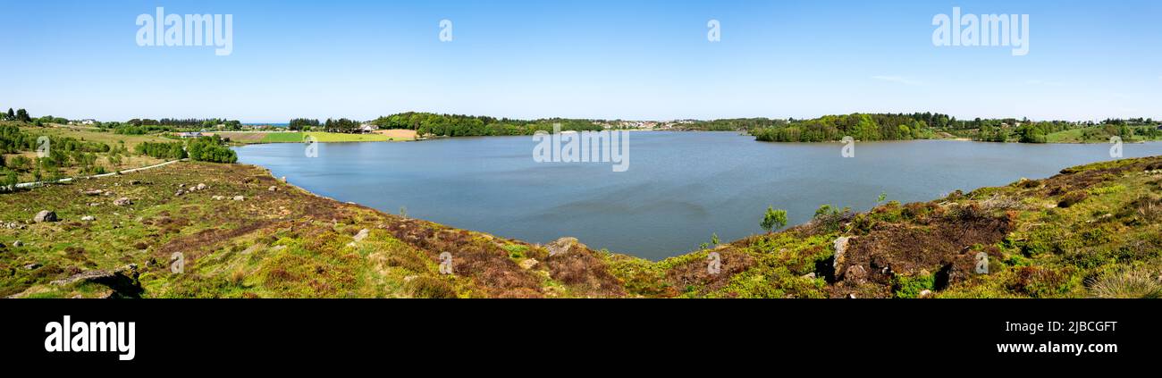 Panorama of the southern side of Halandsvatnet lake from a hill ...