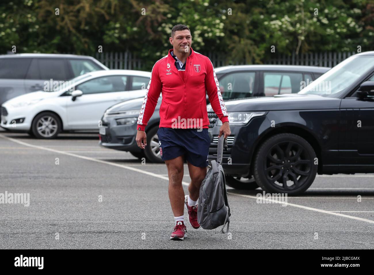 Ryan Hall #5 of Hull KR arrives at The Sewell Group Craven Park Stadium ...
