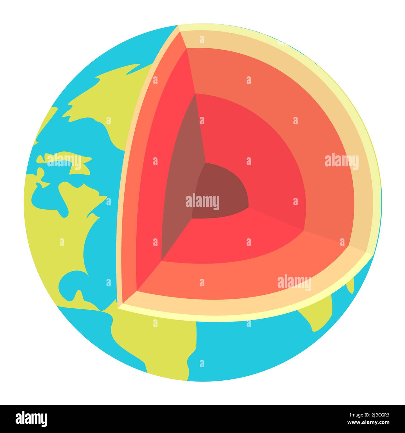 Cartoon earth cutaway vector isolated object Stock Vector Image & Art ...