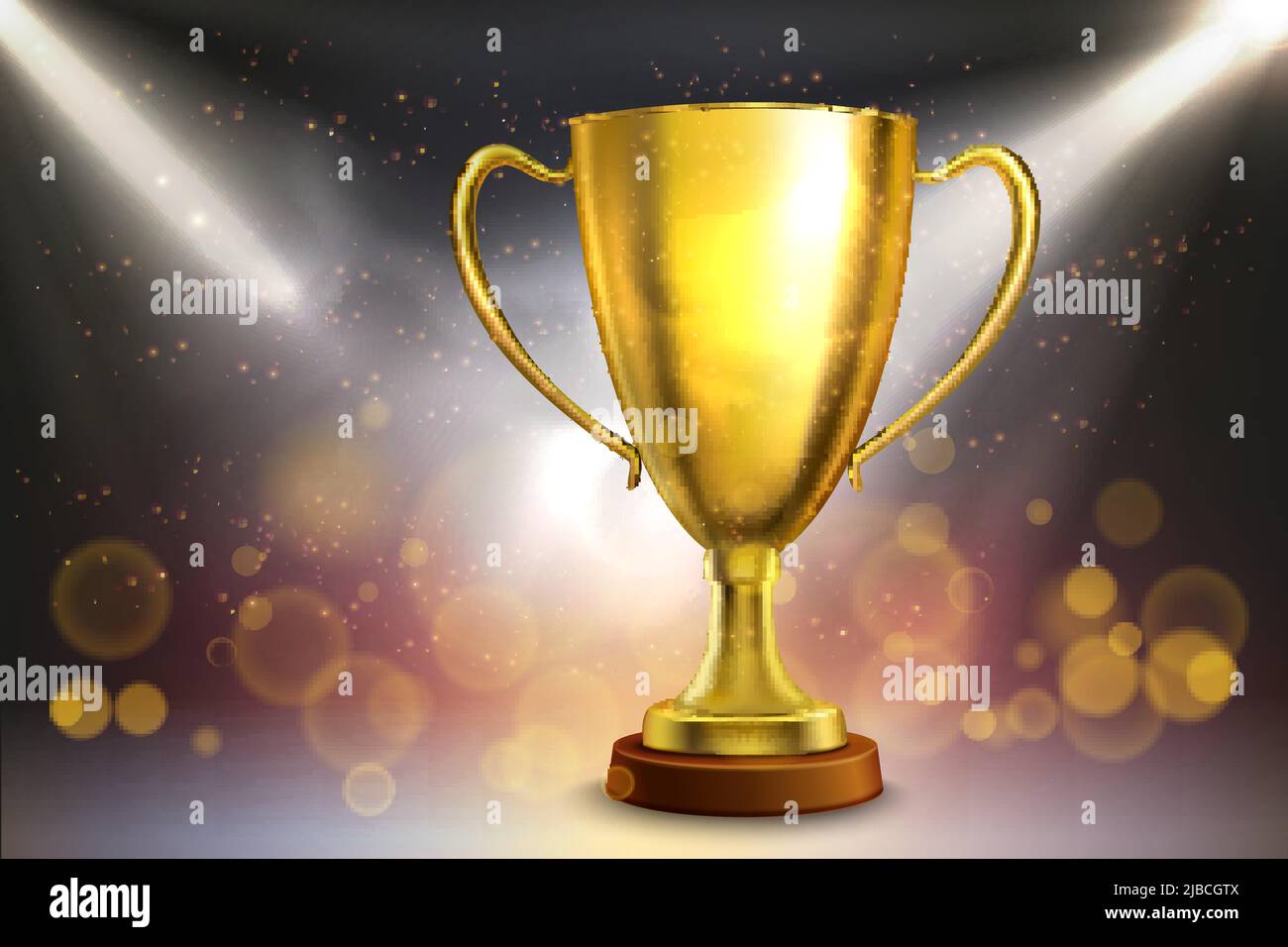 Realistic awards background with composition of golden cup image with ...
