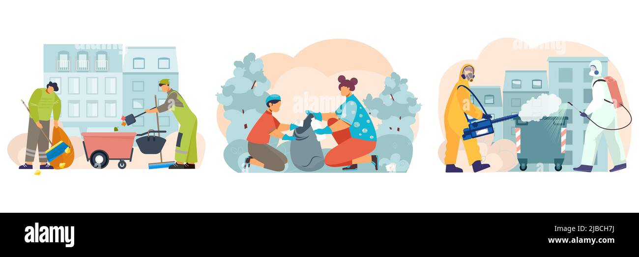 !Street Cleaning Flat Compositions Stock Vector Image & Art - Alamy