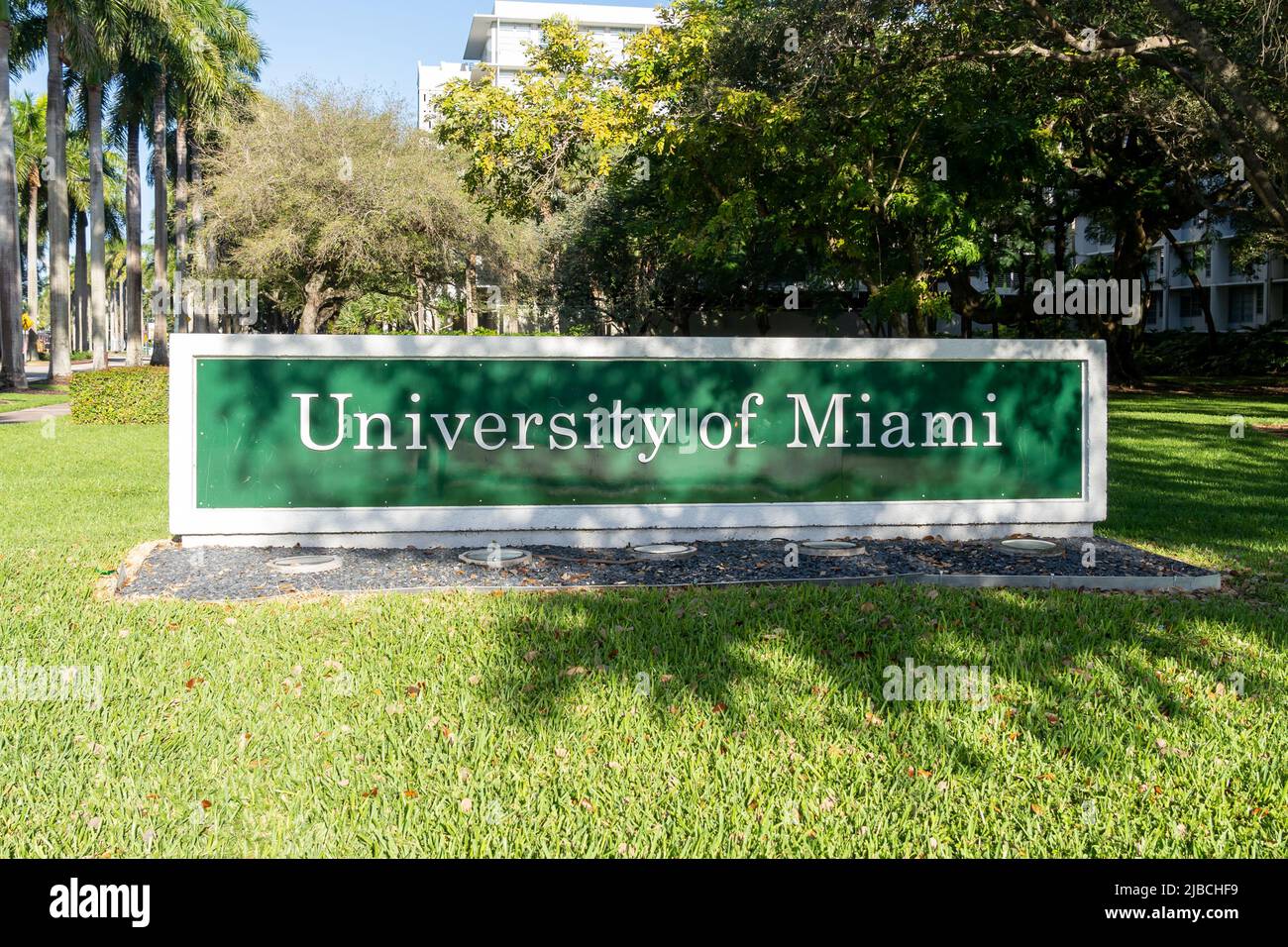 Miami, Fl, USA - January 2, 2022: University of Miami sign is shown in ...