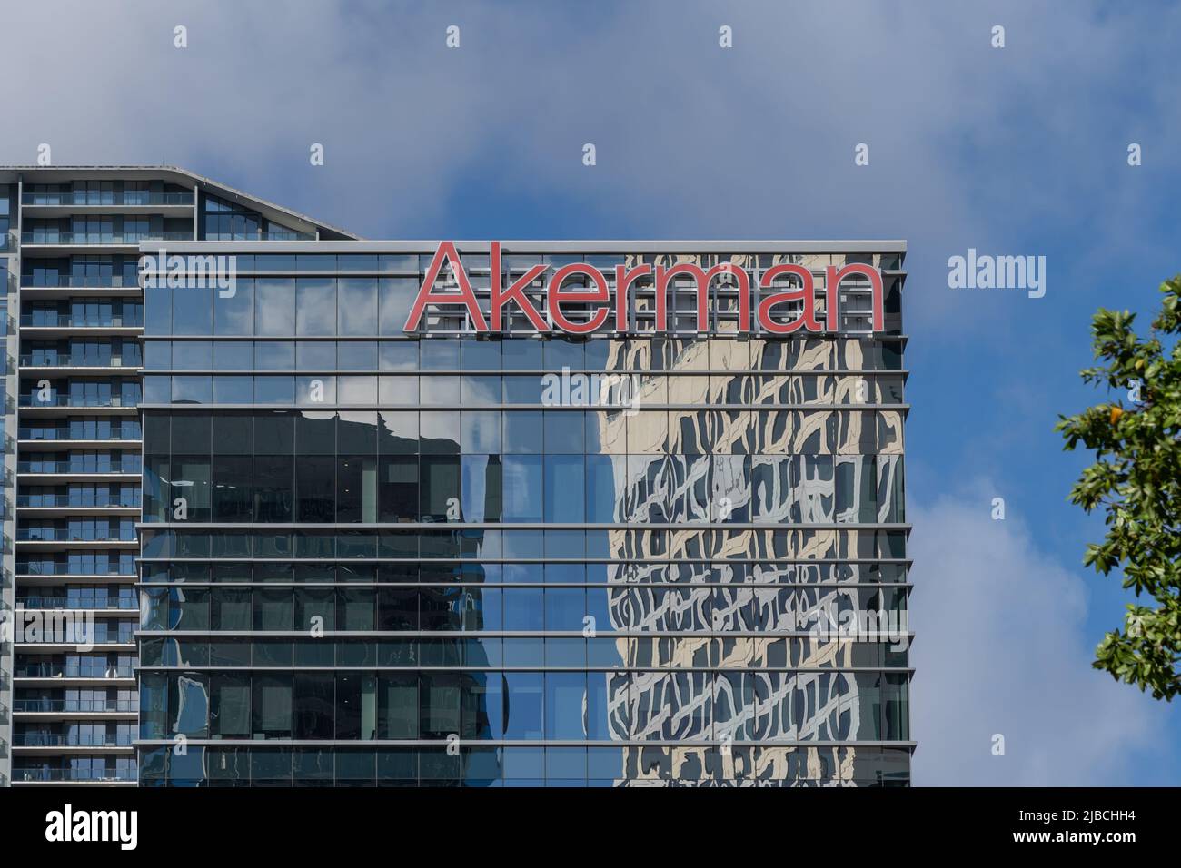 Miami, FL, USA - January 2, 2022: Akerman sign on its headquarters ...