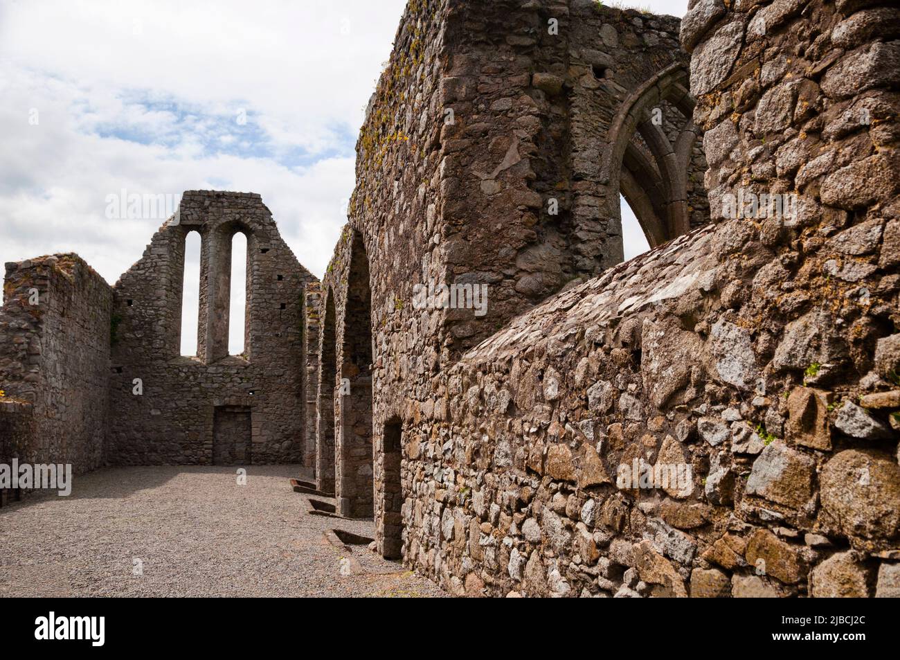 Tracery and pointed Gothic arches at Castledermot Abbey ruins of the ...