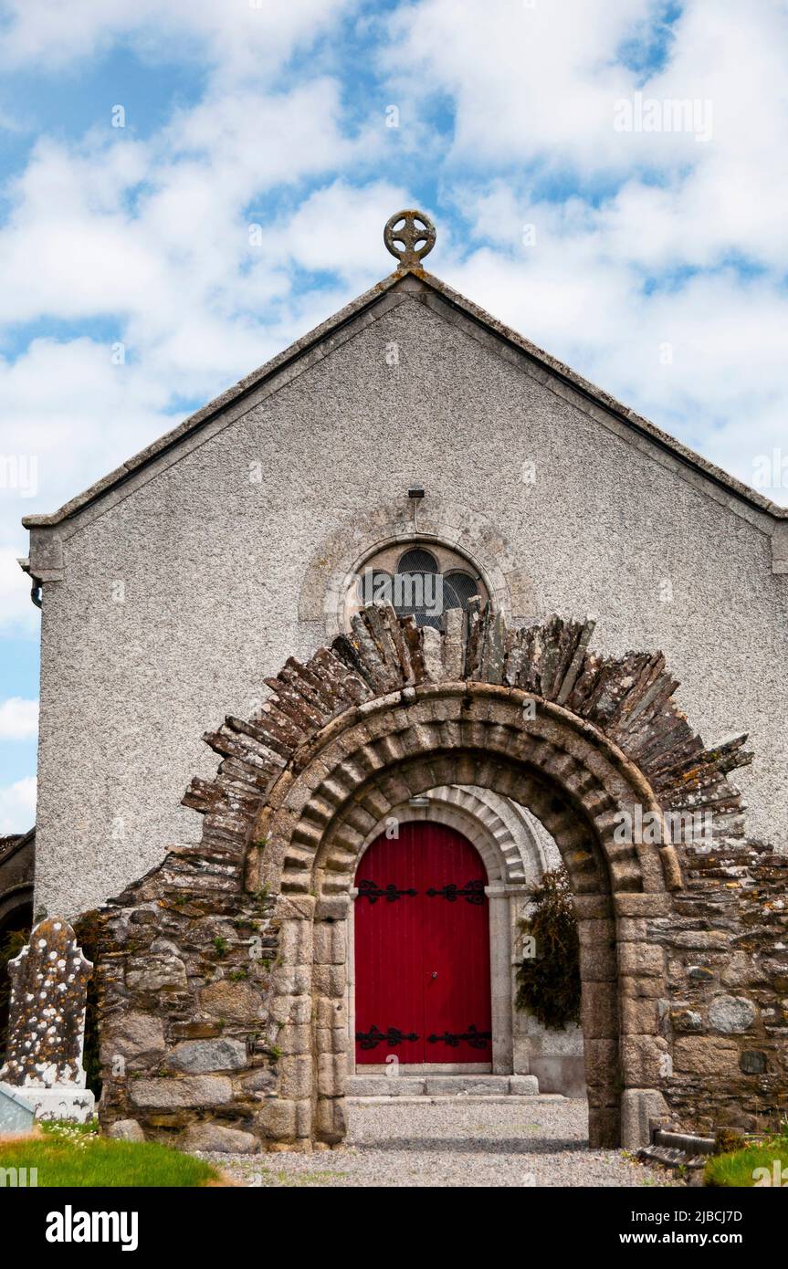 Romanesque arched entrance to St. James Church in Castledermot, Ireland ...