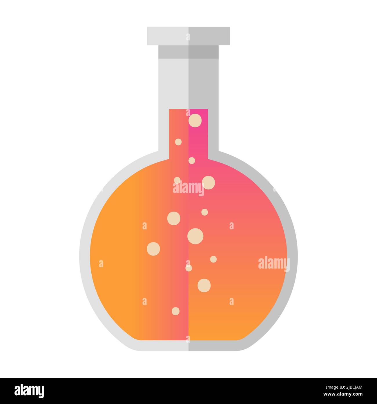 Cartoon round flask with orange liquid potion vector isolated object ...