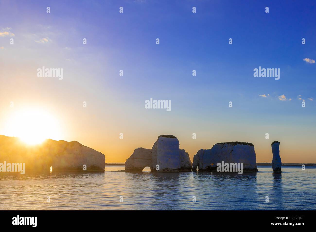 Old Harry Rocks, Dorset Jurassic Coast landmark and landscape at sunset ...