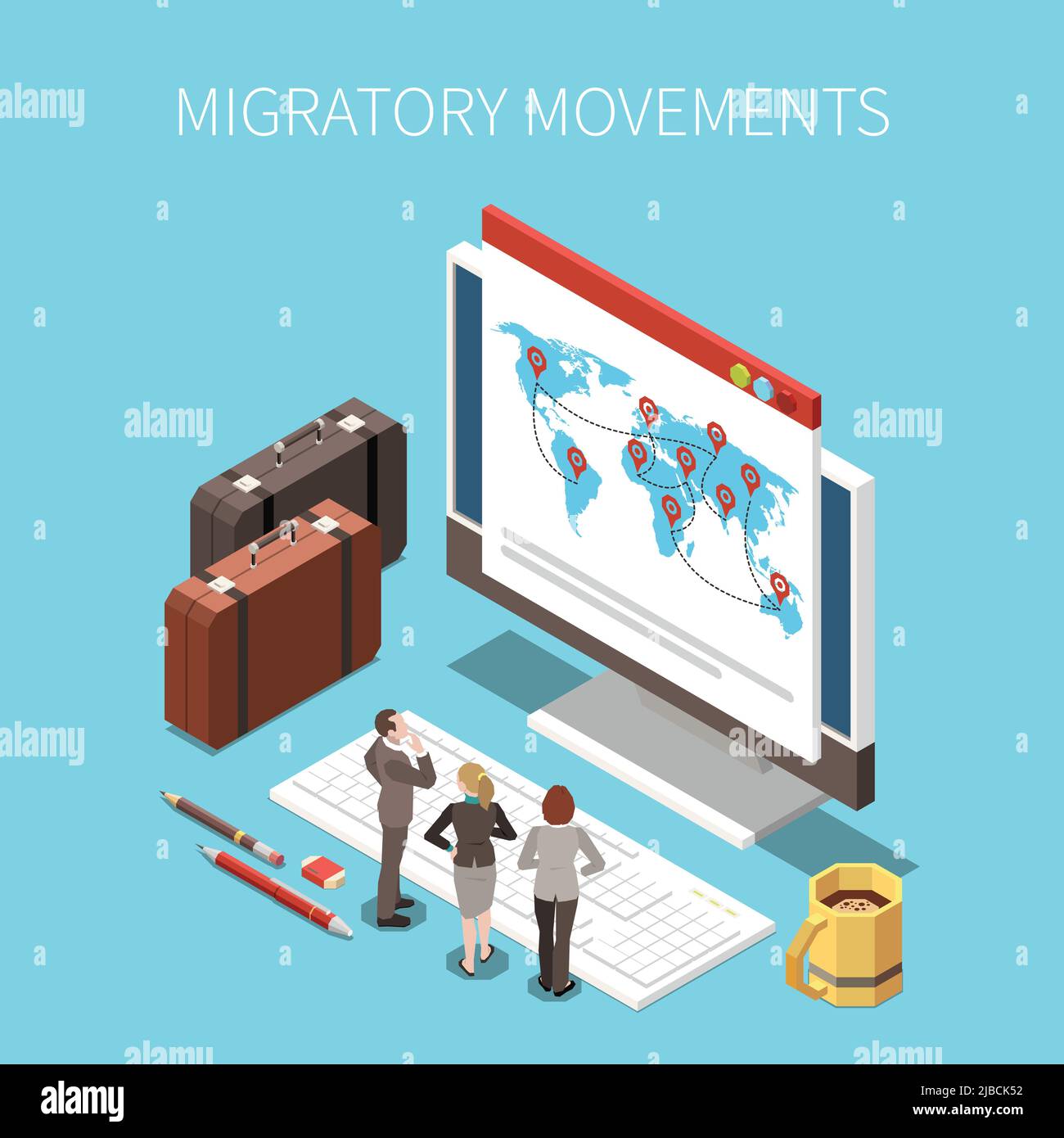 Population mobility migration displacement isometric composition with ...