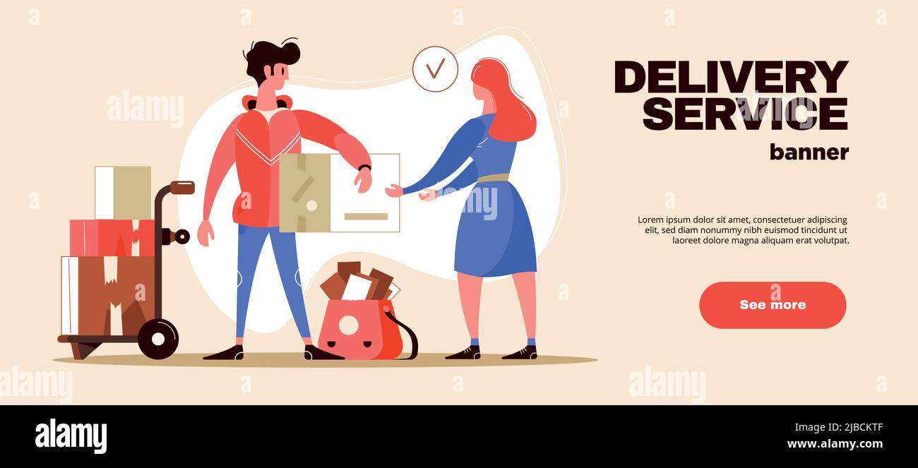 Shipment tracking courier delivery service web page flat horizontal ...