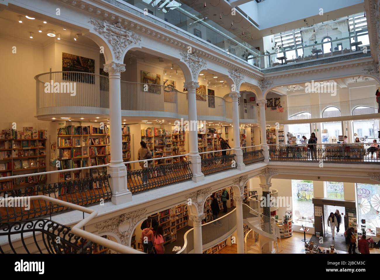 Interior of Cărturești Carusel in Bucharest, Romania, one of the most beautiful bookstores in ...