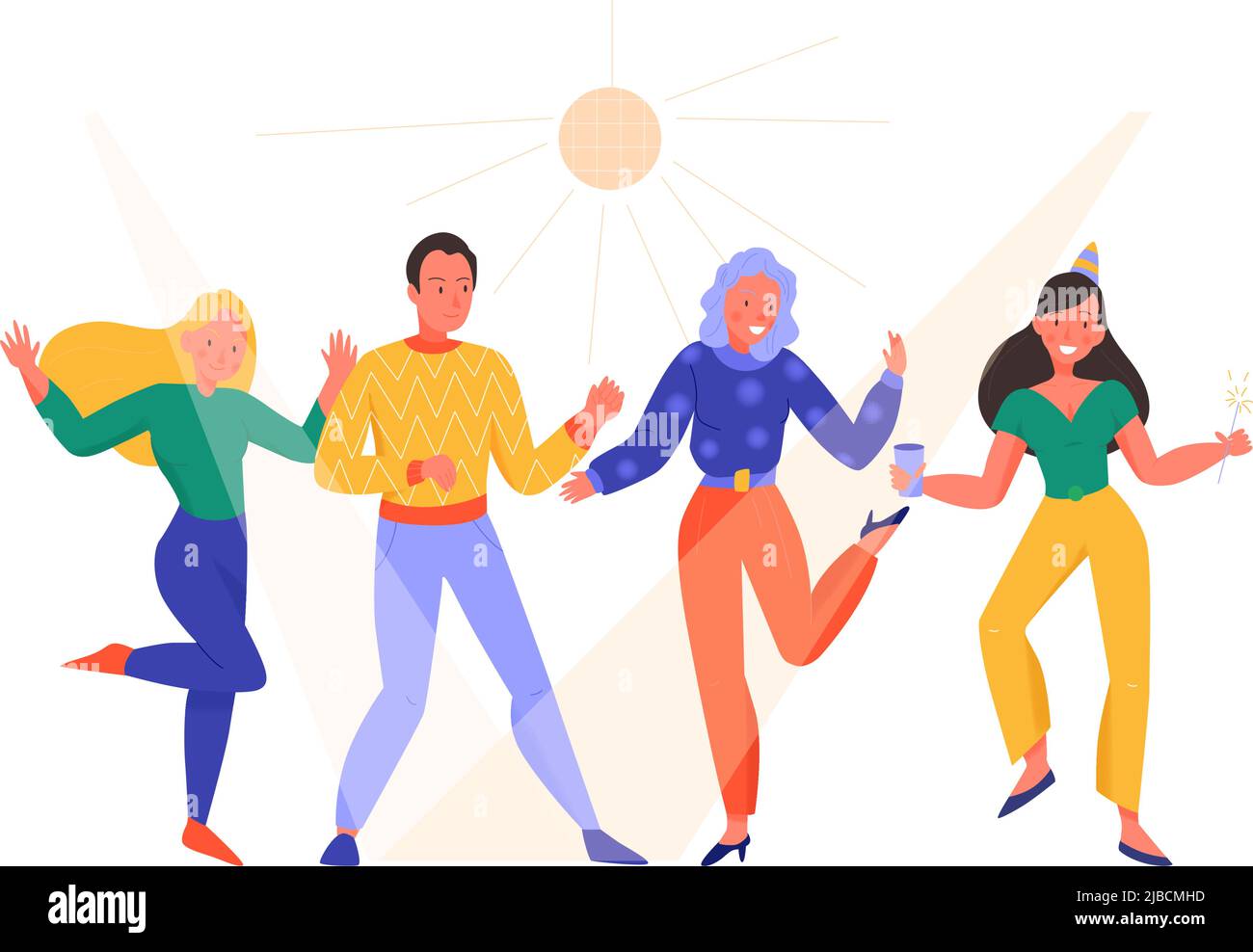 Human characters dancing at party flat vector illustration Stock Vector ...