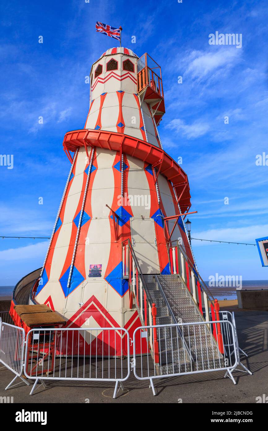The fun fair at Hunstanton on the north coast of Norfolk on a clear ...