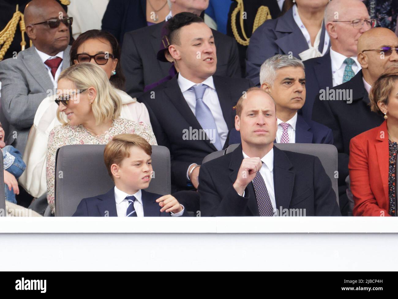 The Duke of Cambridge, Prince George, Zara Tindall (second row left ...