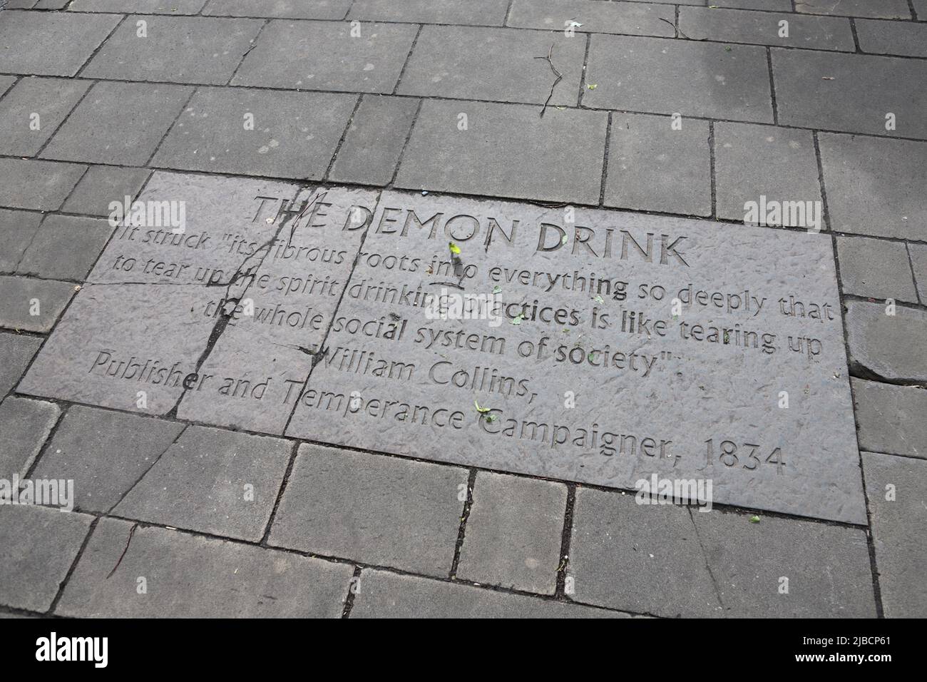 'The Demon Drink', a quote from William Collins, set in stone on the ...