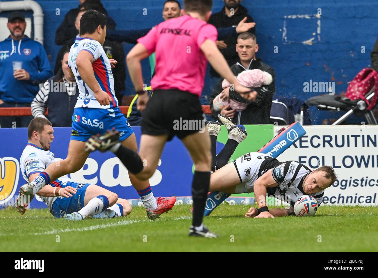 Adam Swift (2) of Hull FC goes over for a try in , on 6/5/2022. (Photo ...