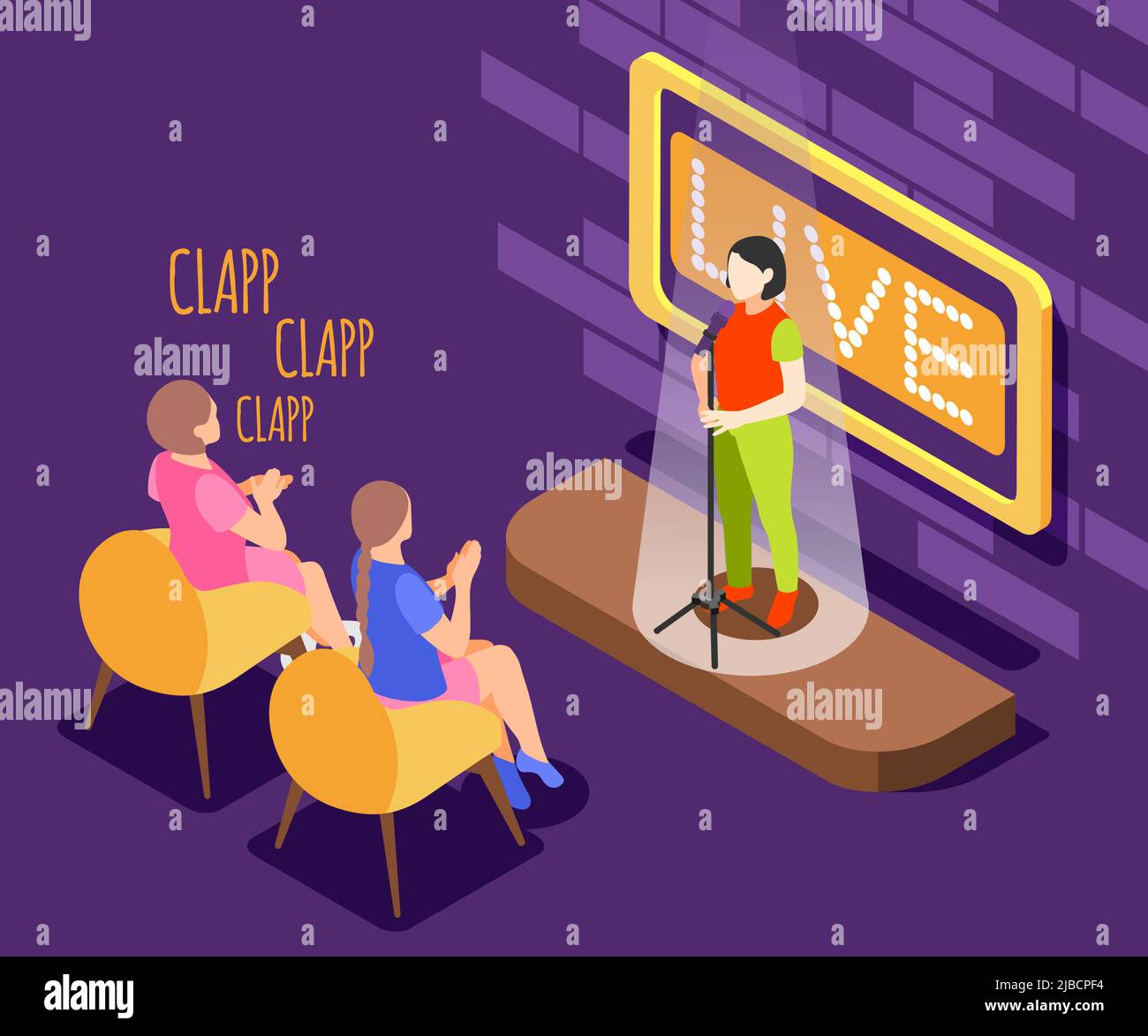 Quiz TV show background with competition award symbols isometric vector ...