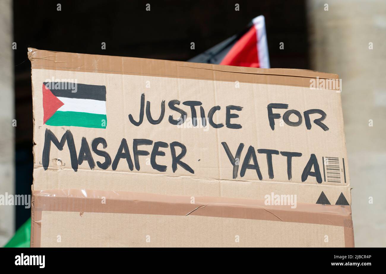 Campaign sign at the End Apartheid - Free Palestine demonstration march ...